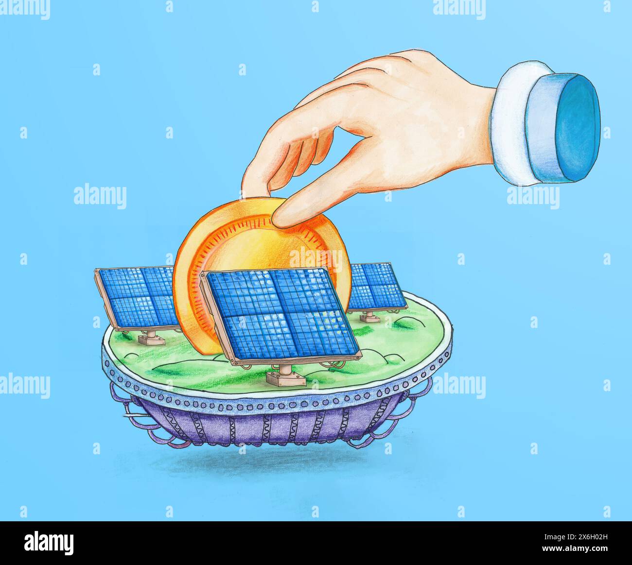Cartoon illustration energy solar panel hi-res stock photography and ...