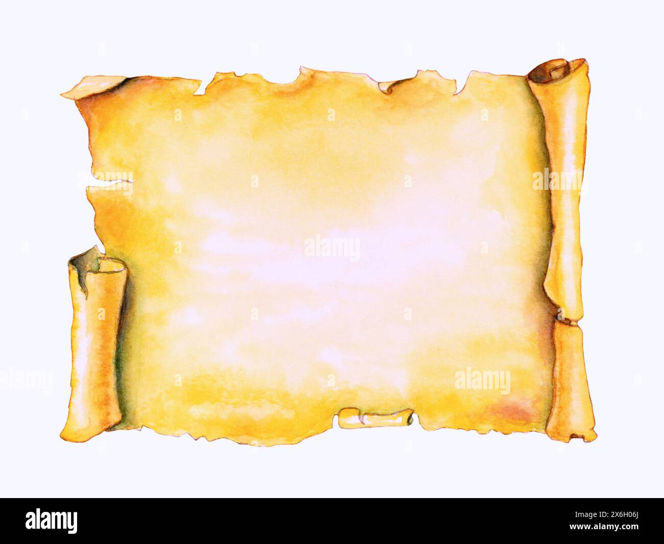 Watercolor drawing of an old empty banner. Traditional illustration on ...