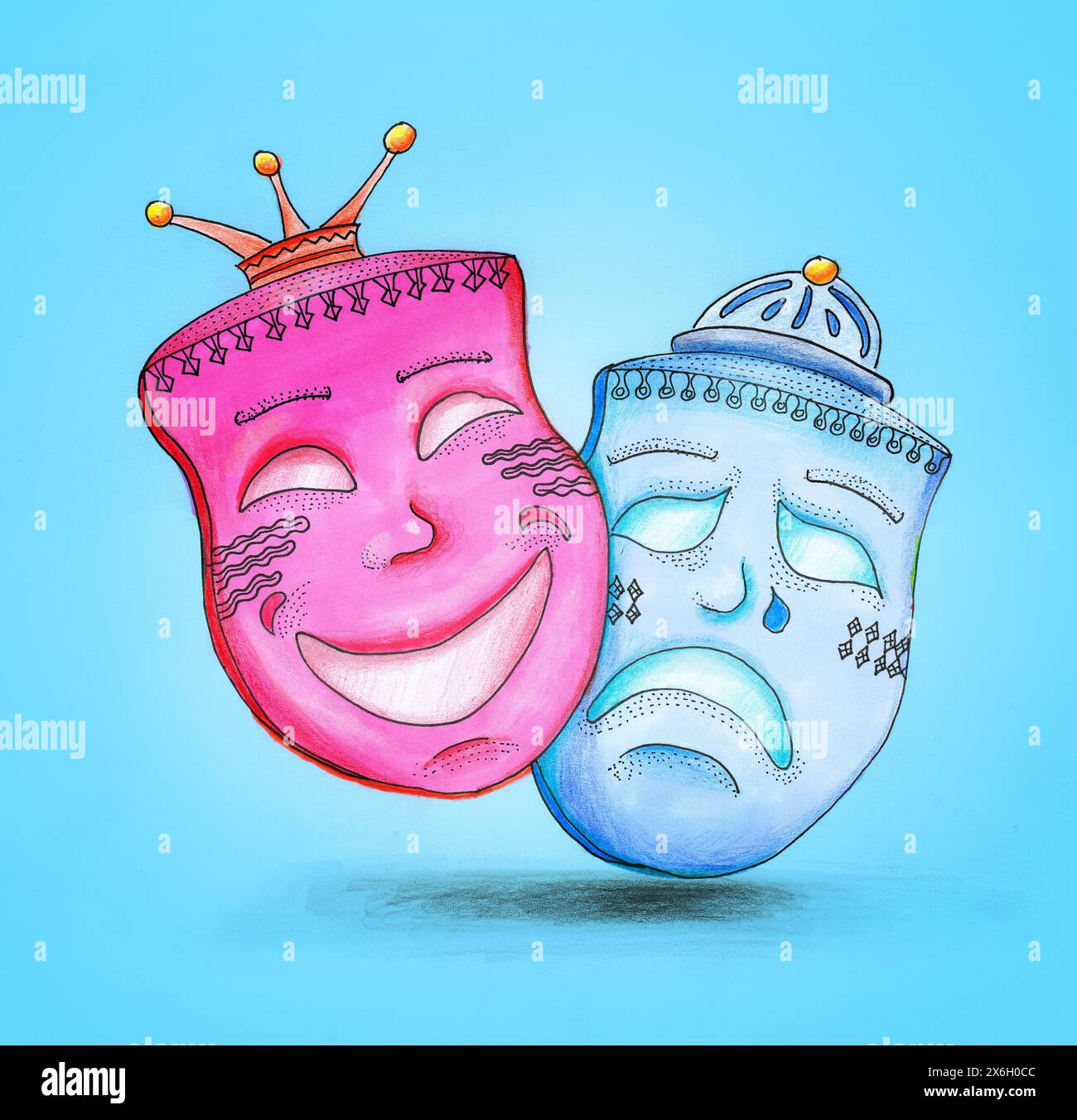 Theater mask symbol 2d illustration Stock Photo - Alamy