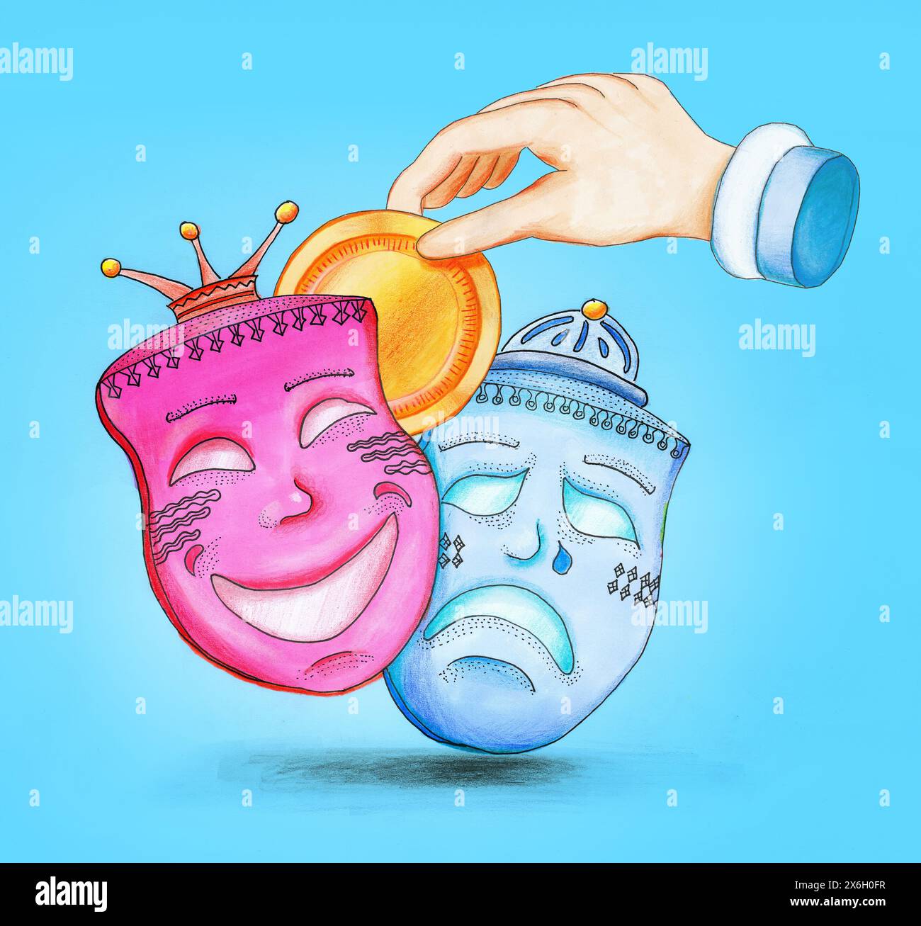 Theater mask symbol 2d illustration Stock Photo - Alamy