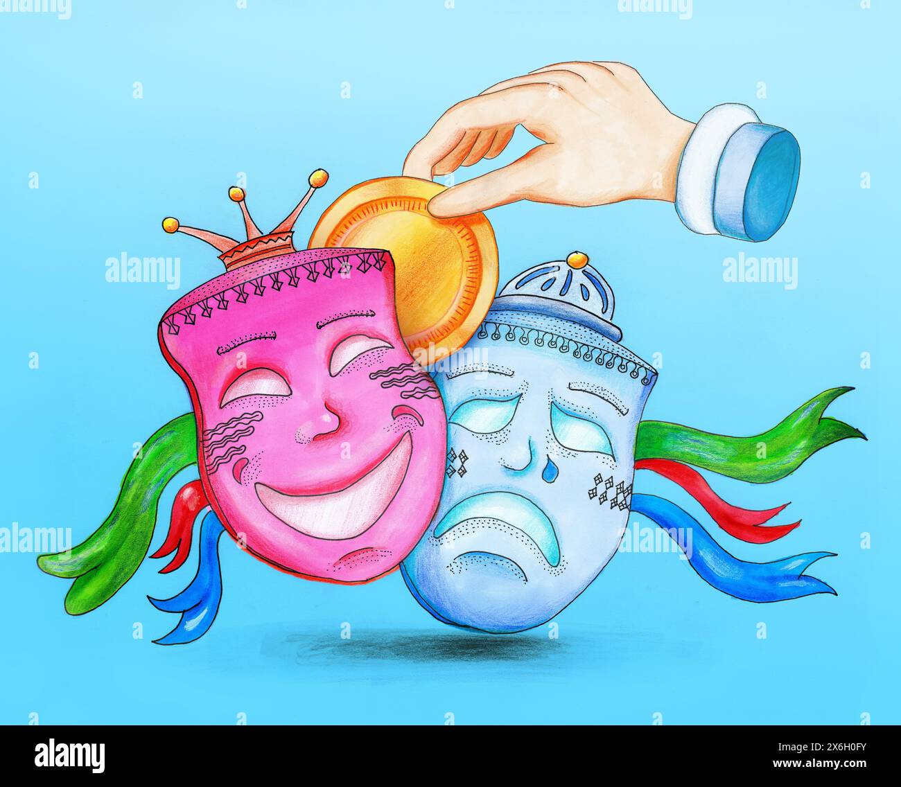 Theater mask symbol 2d illustration Stock Photo - Alamy