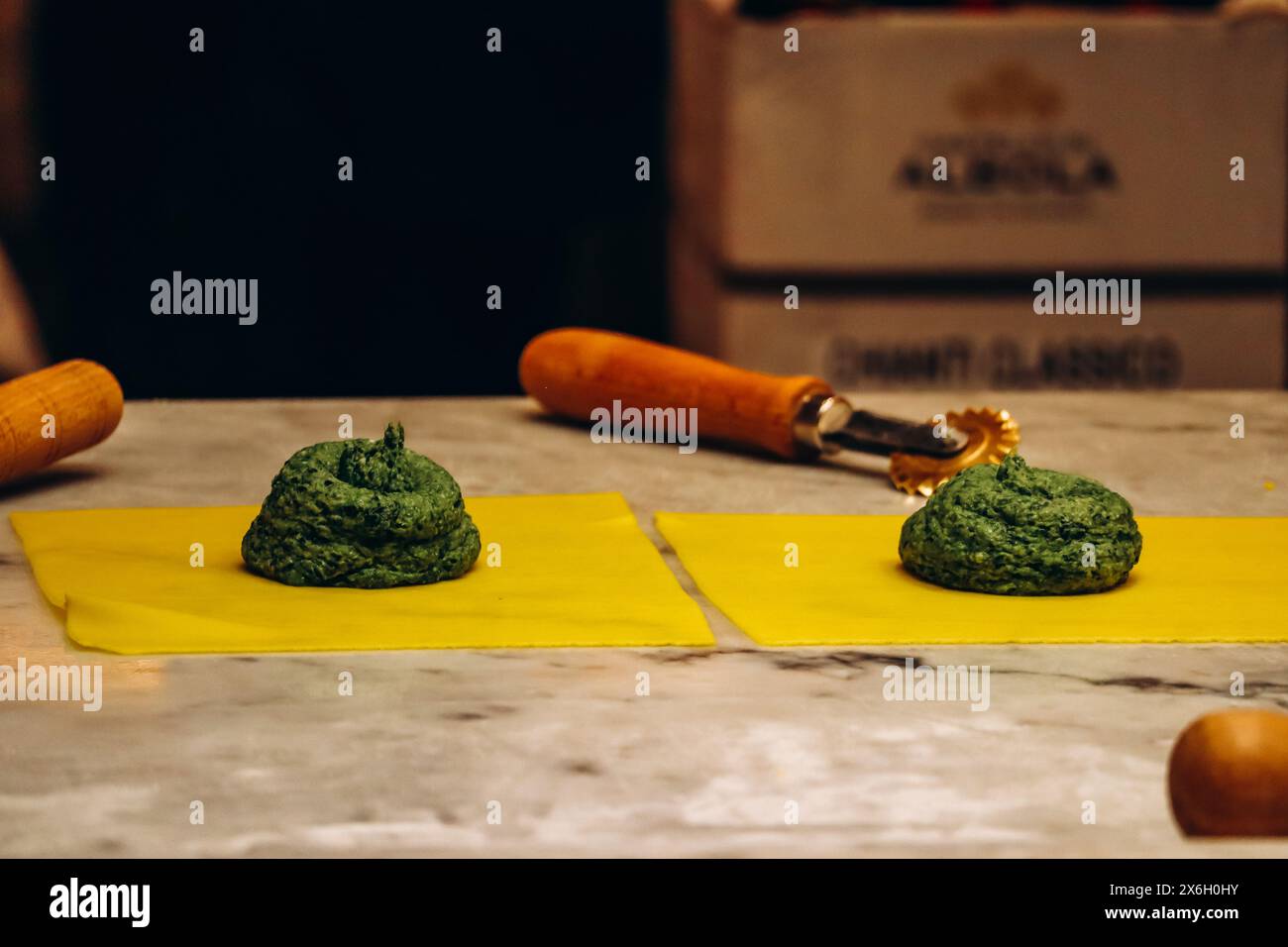 Italian cappellacci with ricotta and spinach Stock Photo - Alamy