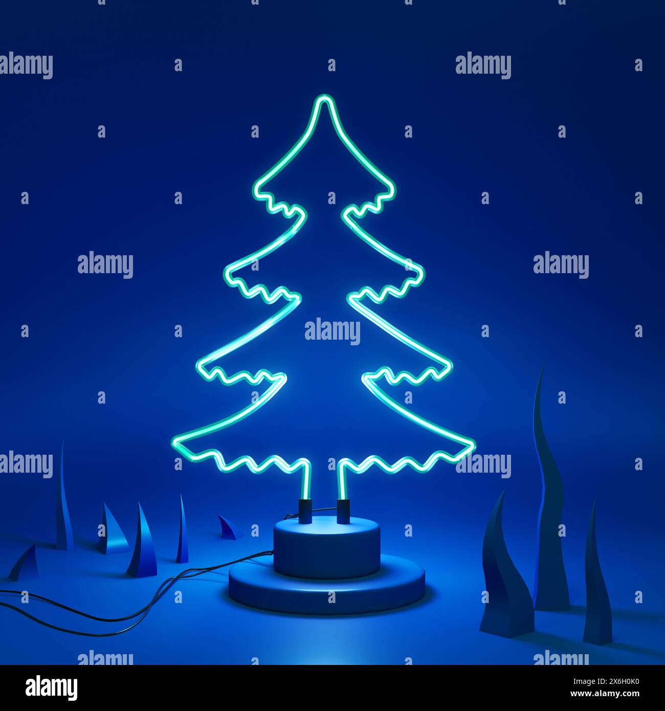 Christmas blue neon background hi-res stock photography and images - Alamy