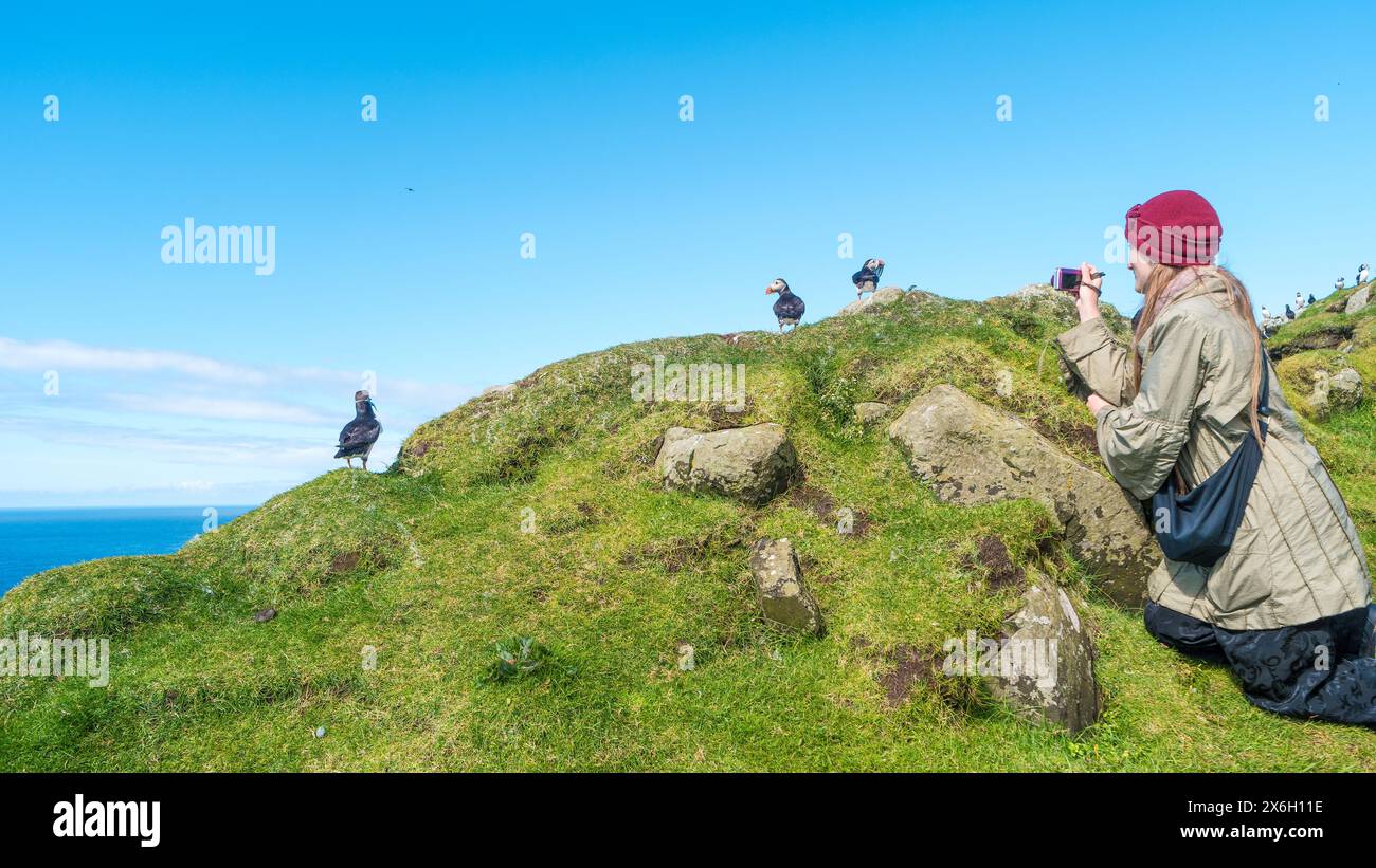 Mykines, Faroe Islands - August 8, 2017: Panoramic view of Mykines ...