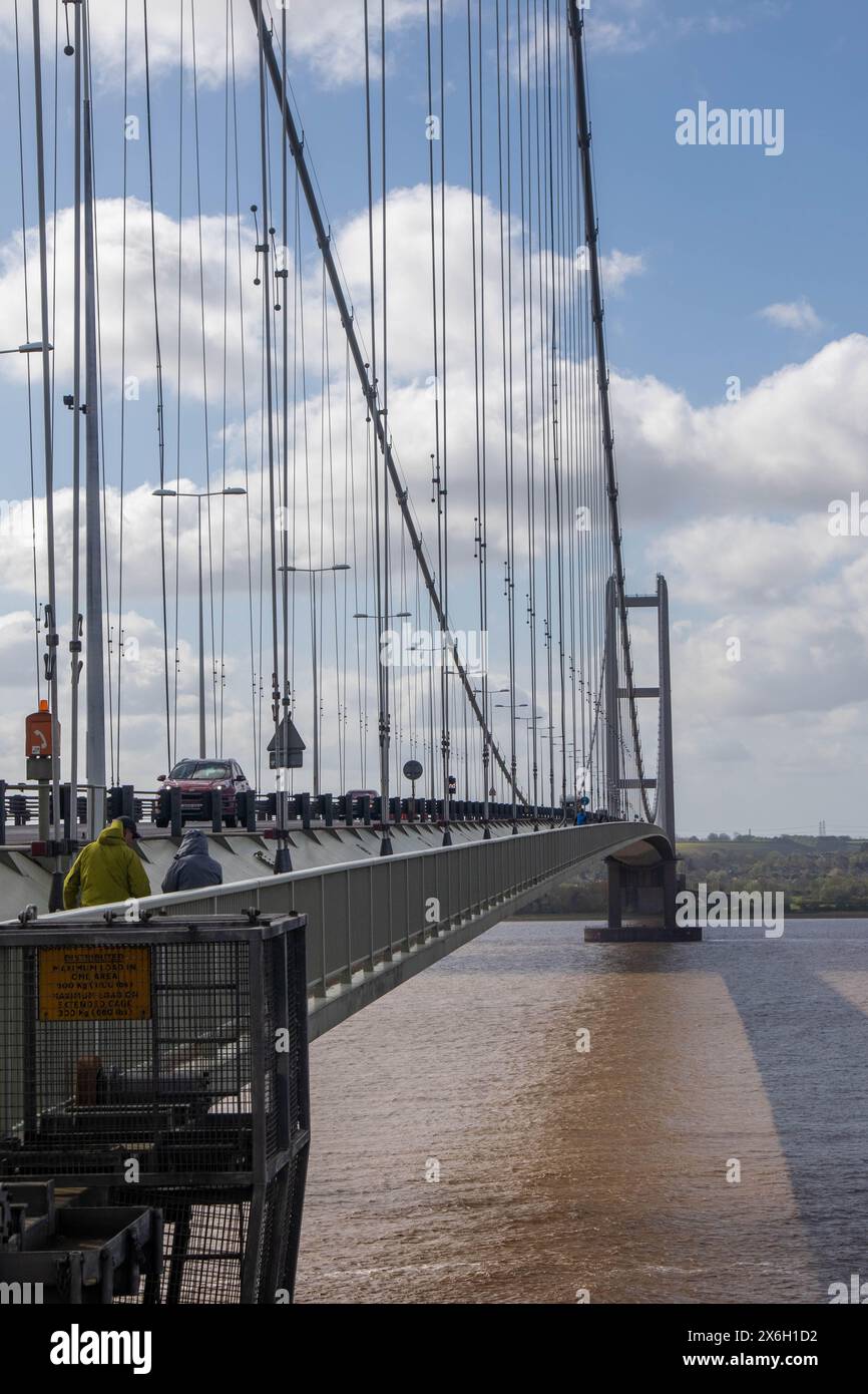Hessle, United Kingdom, 14th April 2024:- A view of The Humber Bridge ...