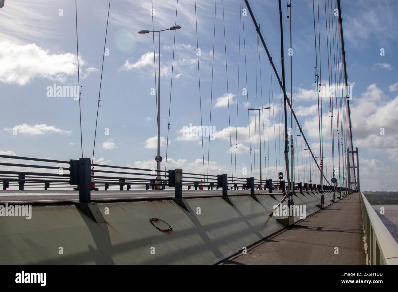Hessle, United Kingdom, 14th April 2024:- A view of The Humber Bridge ...
