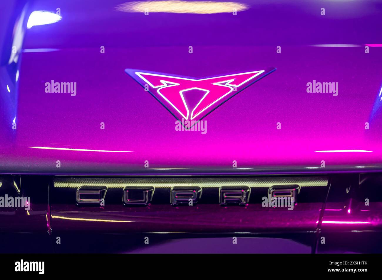 Riga, Latvia, April 19, 2024: fully electric car Cupra Tavascan front ...