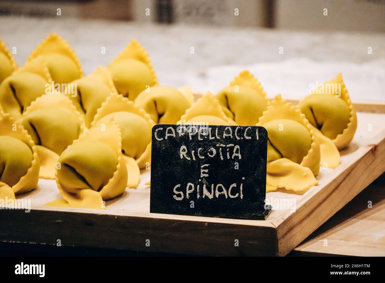 Italian cappellacci with ricotta and spinach (translation: "cappellacci ...