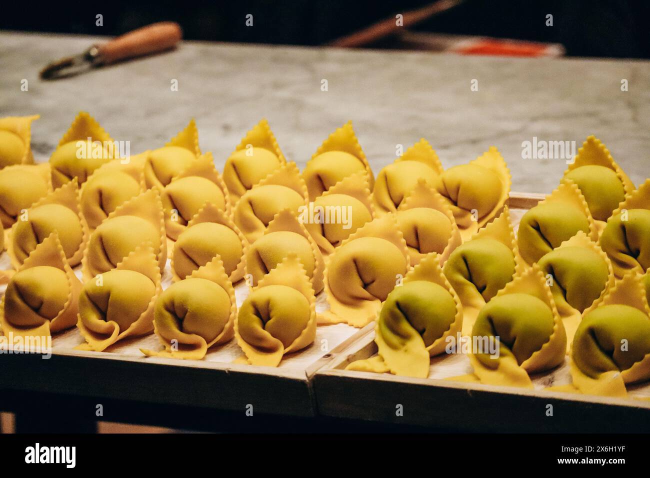 Italian cappellacci with ricotta and spinach Stock Photo - Alamy