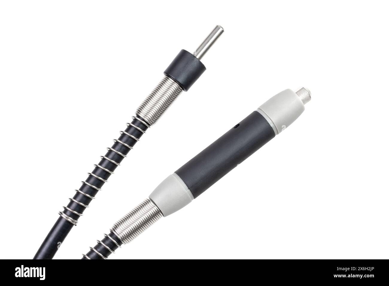 Close-up view of a flexible shaft end parts - hand piece, end socket ...