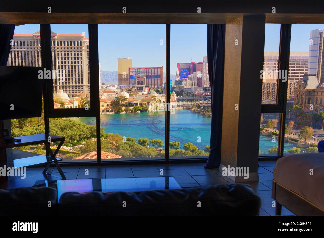 Las Vegas, Nevada - April 14, 2024: Modern Hotel Room Window Frames the ...