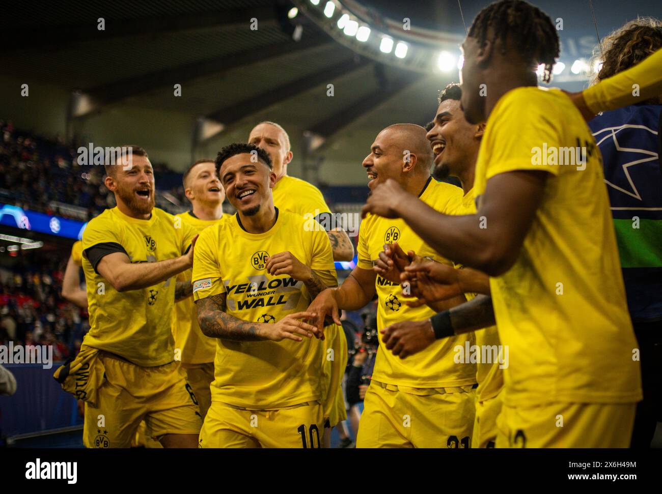 Paris, France. 7th Mai 2024. Schlussjubel: Salih Özcan (BVB) Jadon Sancho (BVB) Donyell Malen ...