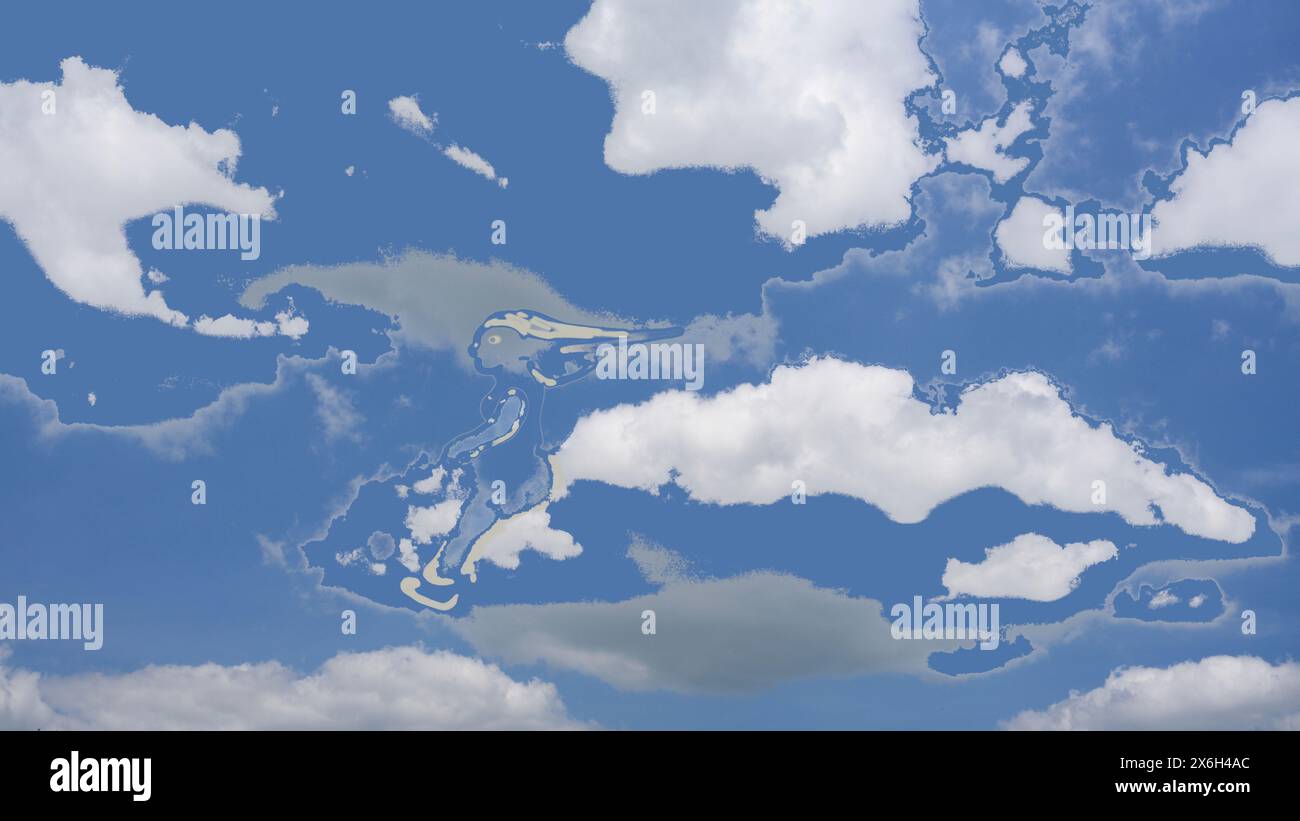 Little witch riding on a cloud Stock Photo - Alamy