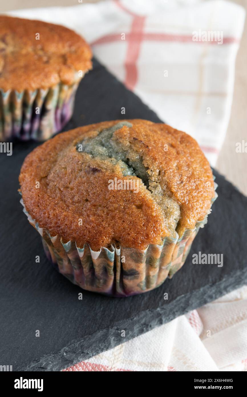 Delicious homemade blueberry muffin rustic background Stock Photo - Alamy