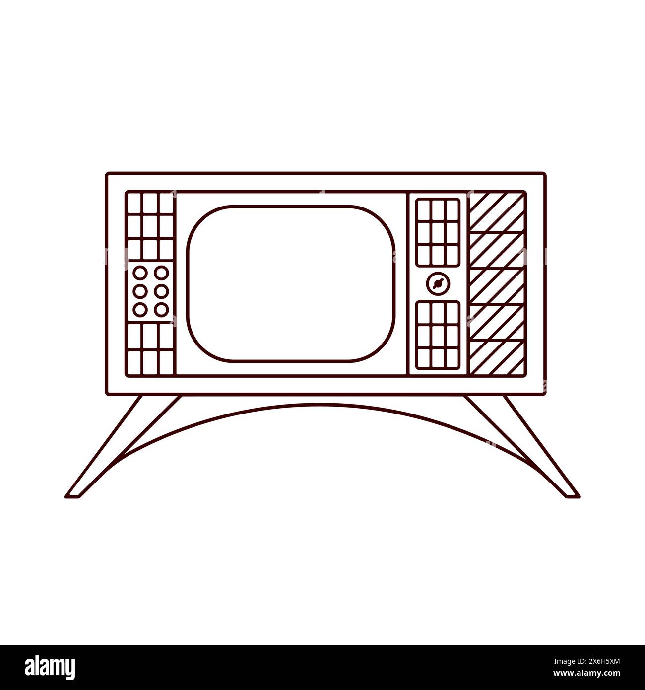 Retro TV in outline style. Hand drawn vintage 70s, 80s television ...