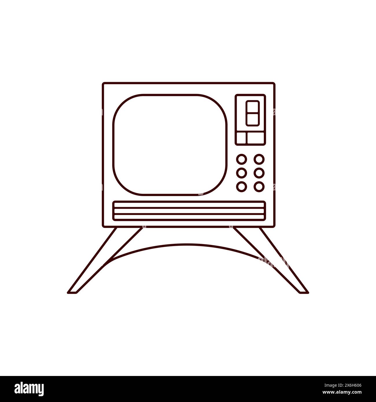 Retro TV in line art style. Hand drawn vintage television news and ...