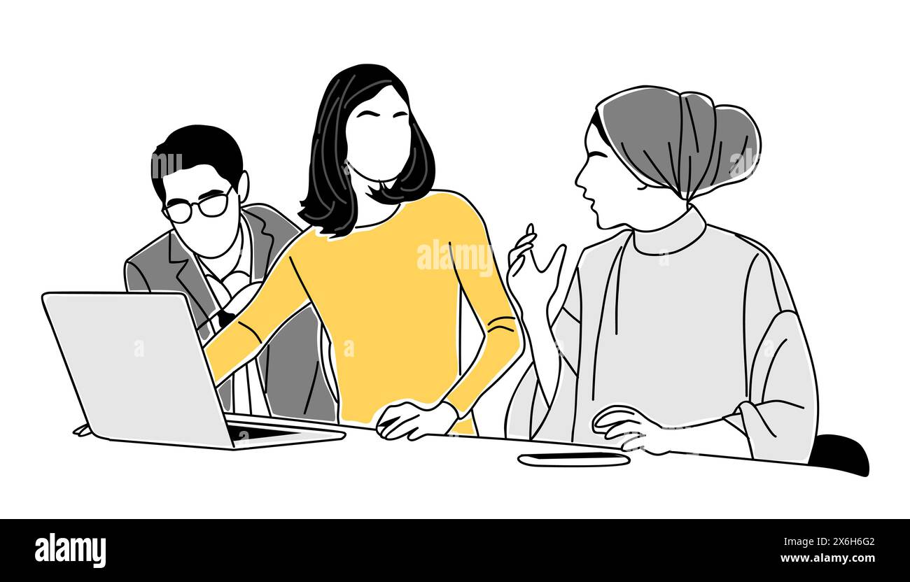 International business team work scene vector art Stock Vector Image ...