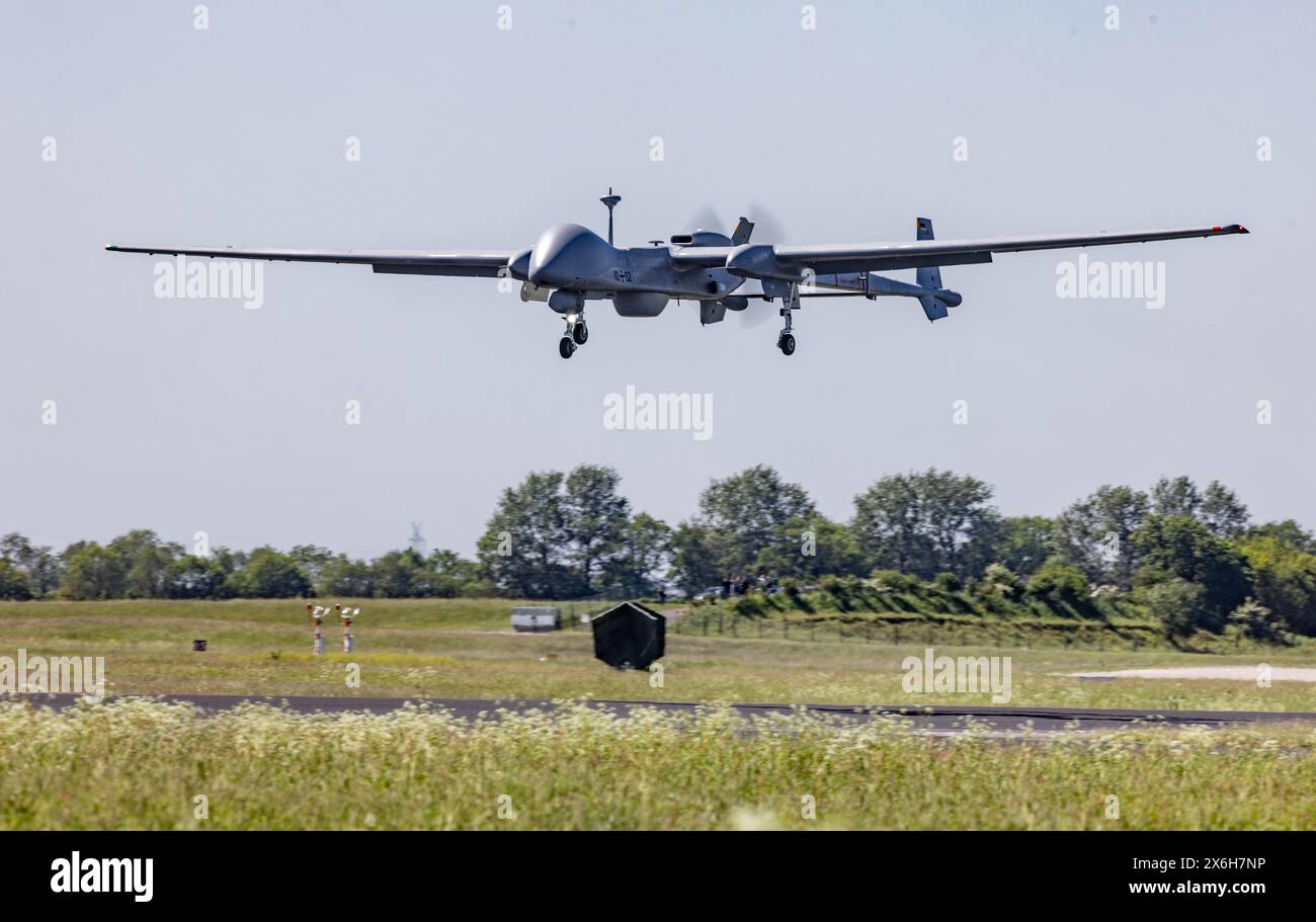 Jagel, Germany. 15th May, 2024. A German Heron TP drone from the ...
