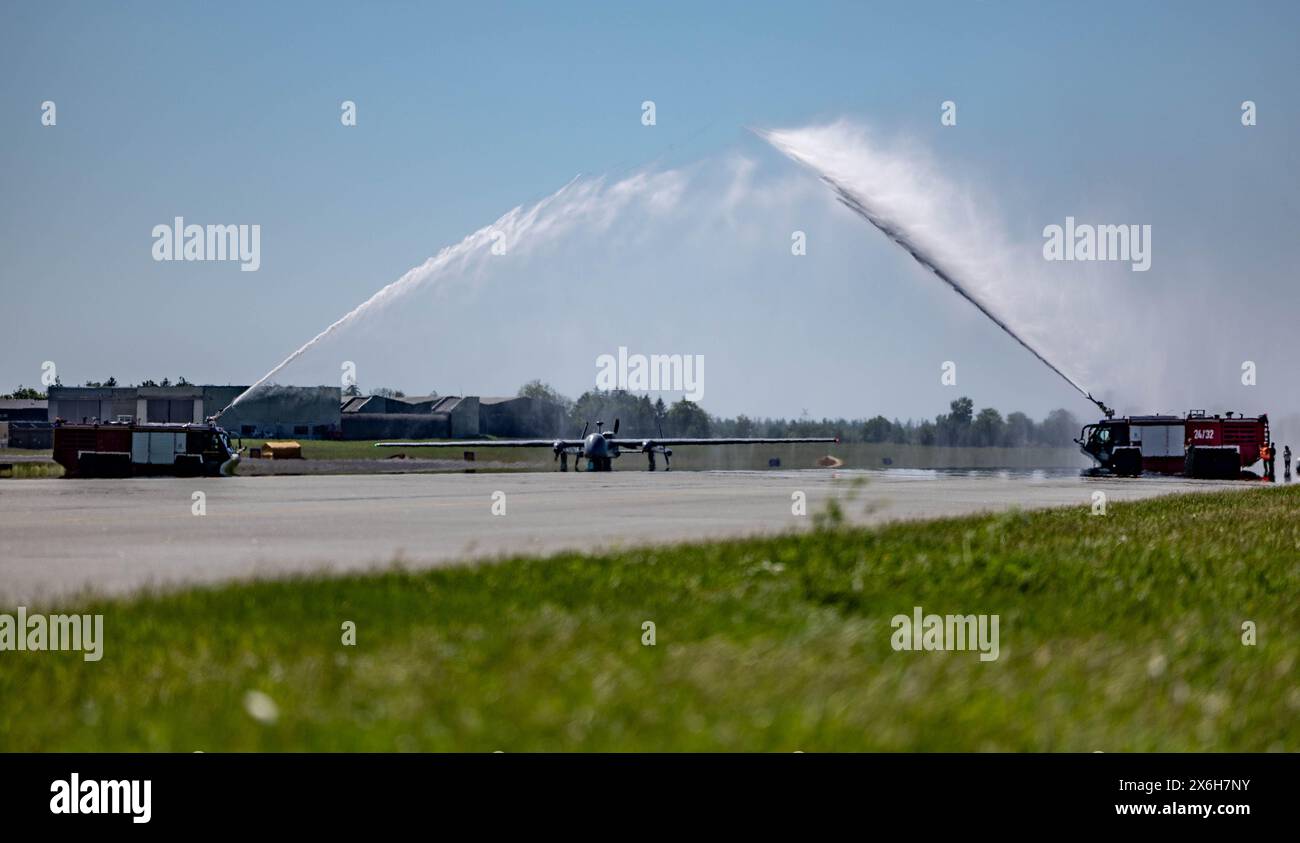 Jagel, Germany. 15th May, 2024. A German Heron TP drone from the ...