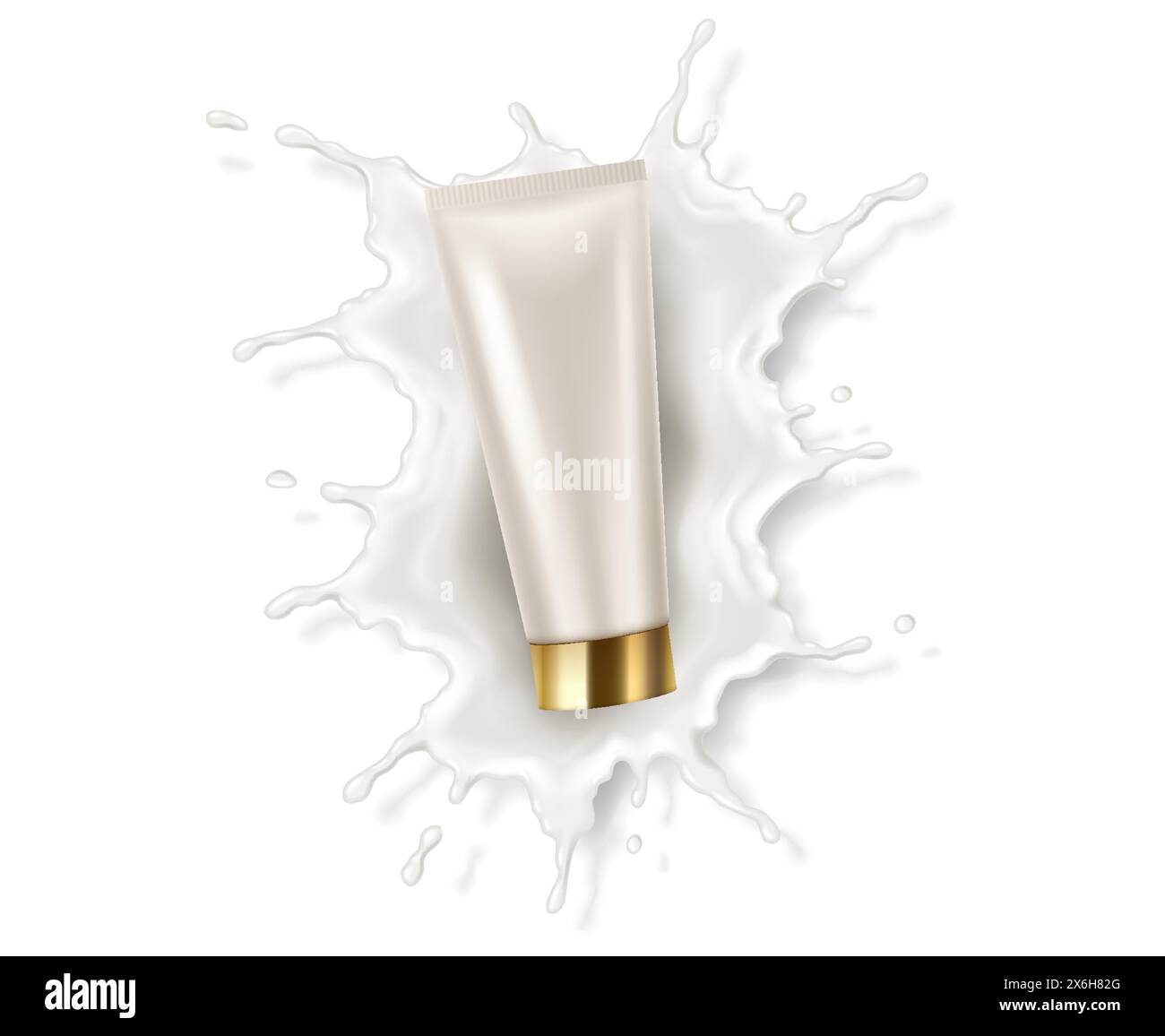 Mockup tube in splashing cream realistic vector illustration ...
