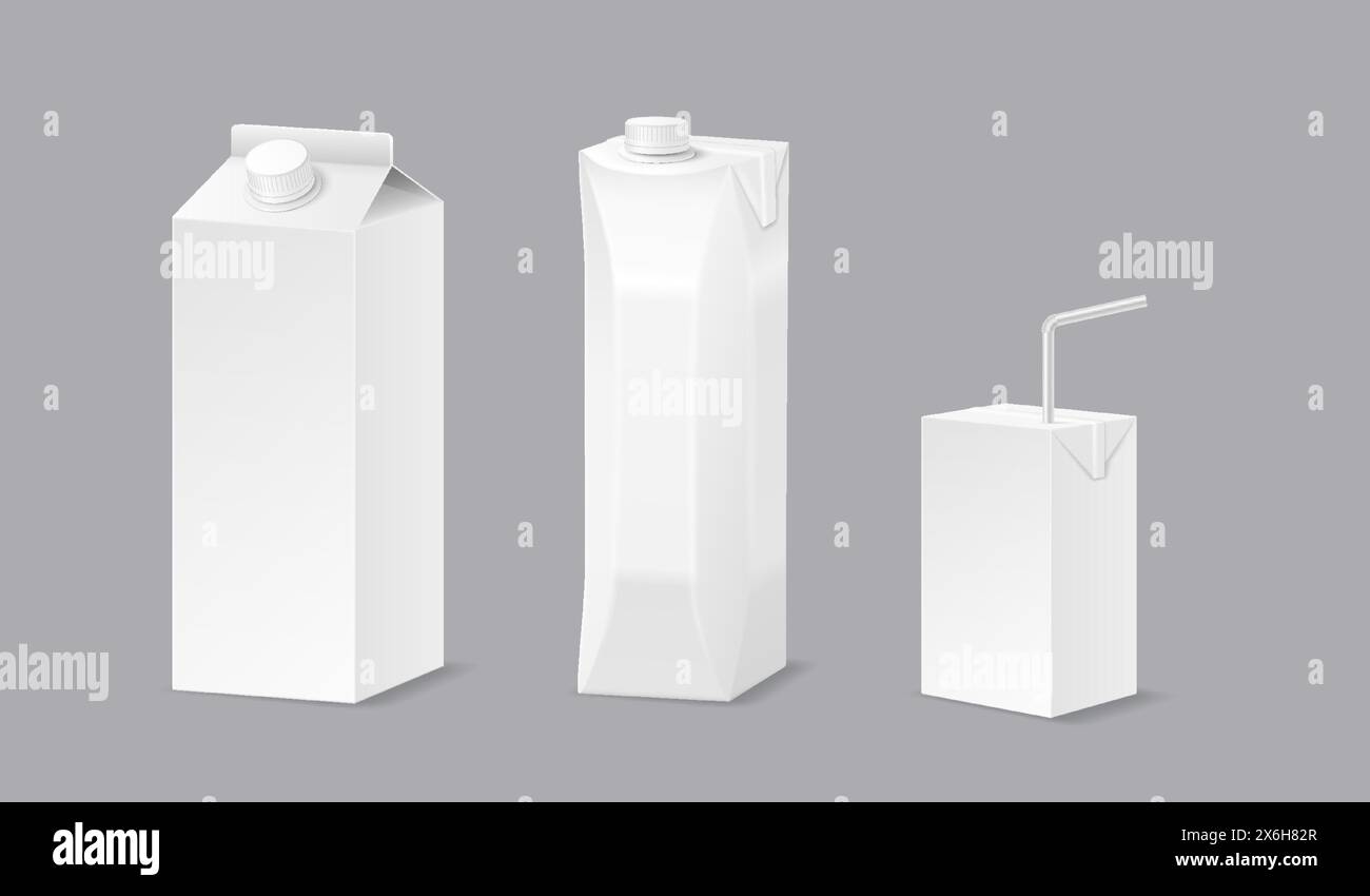 Blank drink packs of different sizes realistic vector illustration set ...