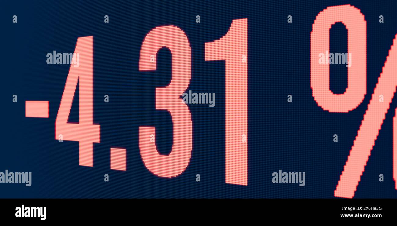 Extreme close up digitial screen wirth percentage sign. Extreme close ...