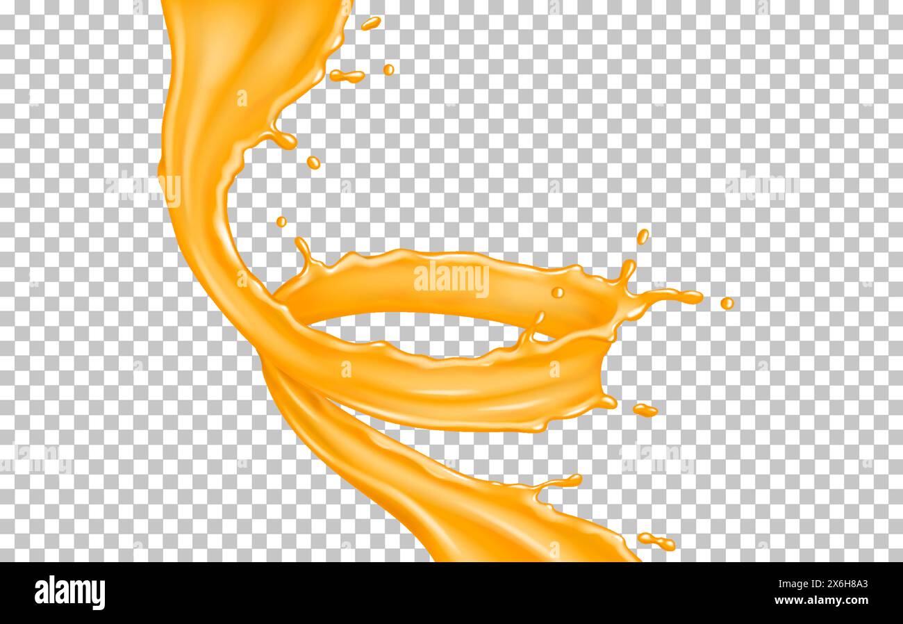 Organic juice twisting flow realistic vector illustration. Refreshing ...
