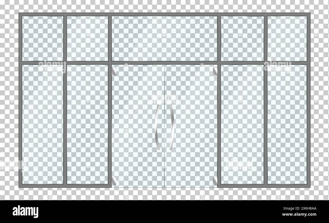 Glass office facade with entrance realistic vector illustration ...