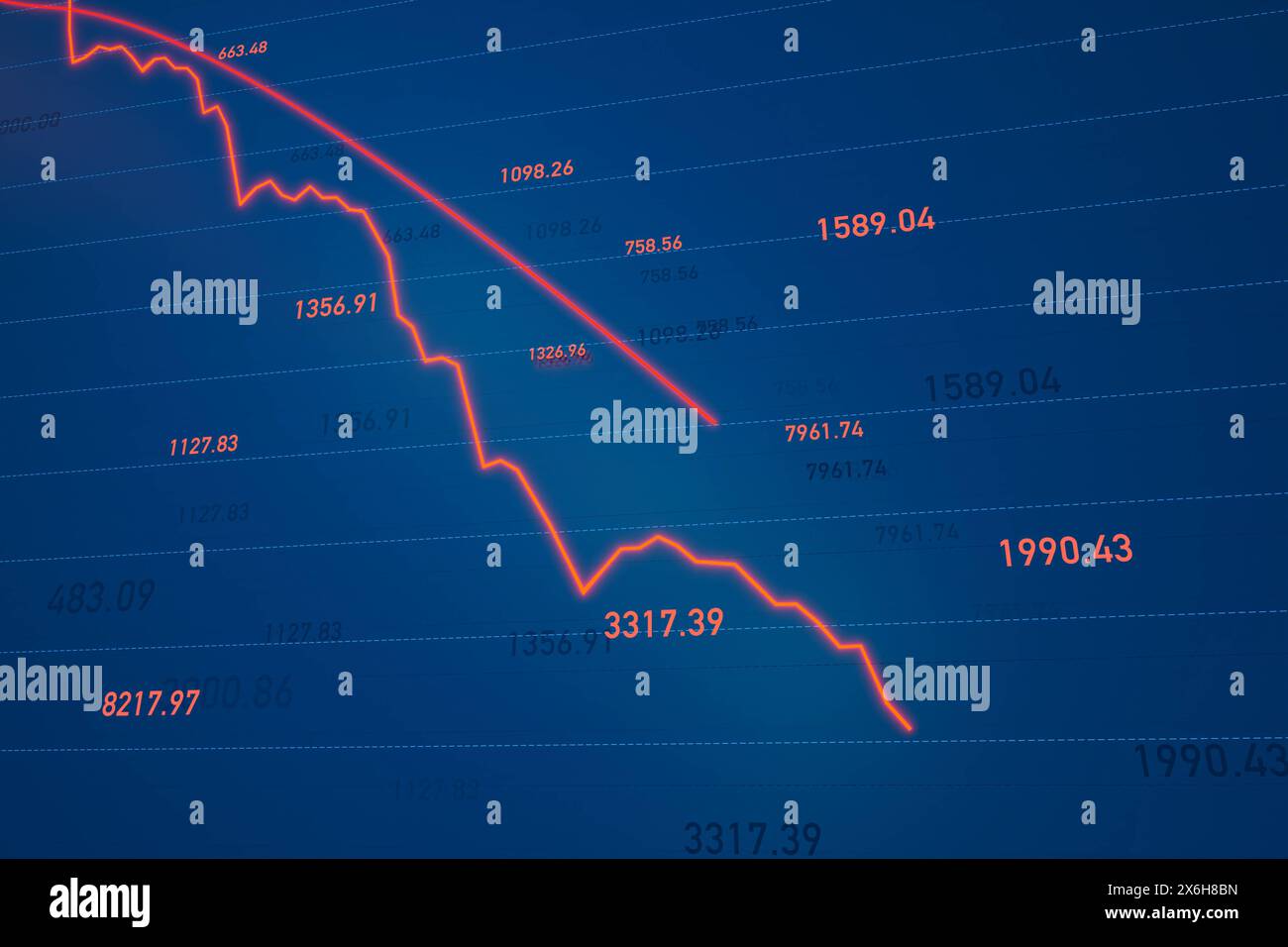 RECORD DATE NOT STATED Stock market chart moving down. Stock market and ...
