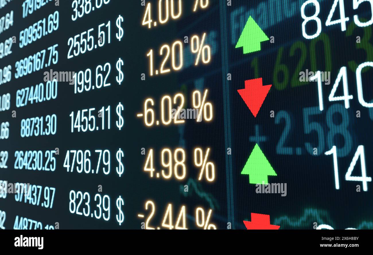 Close-up financial figures, spreadsheet with trading information. Close ...
