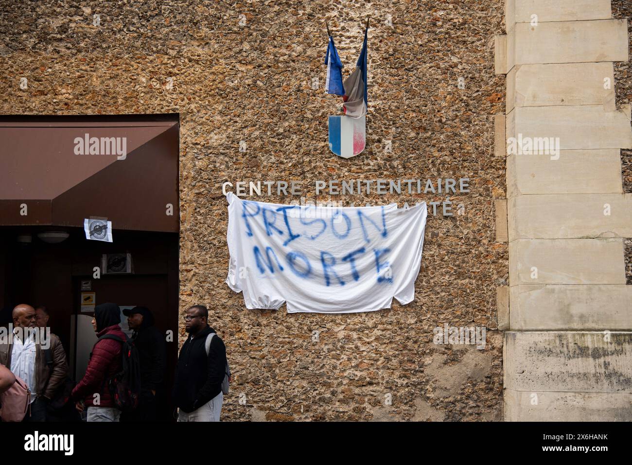 Prison guards blockade the Santé prison in Paris, France on May 15 ...