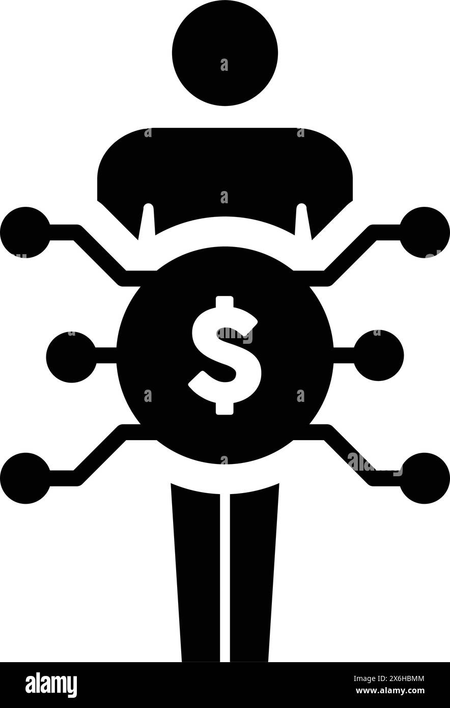 Digital dollar icon vector currency symbol with male user person ...