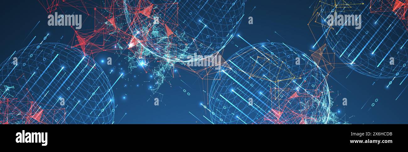 Big data numeric Sphere theme with connected lines in technology style ...