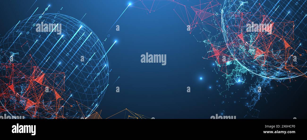 Big data numeric Sphere theme with connected lines in technology style ...