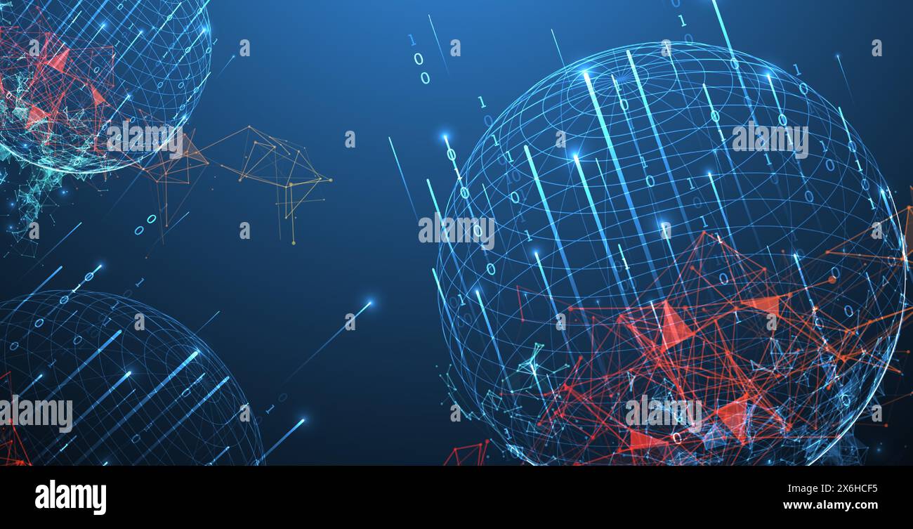 Big data numeric Sphere theme with connected lines in technology style ...