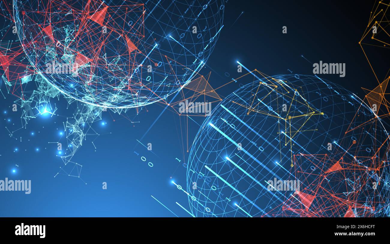Big data numeric Sphere theme with connected lines in technology style ...