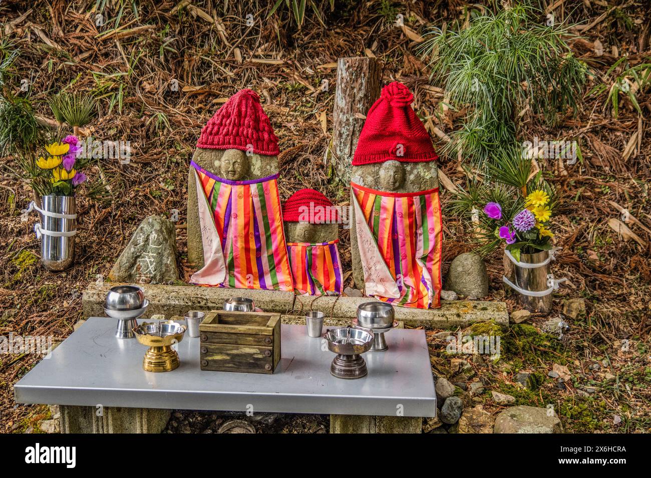 Jizo statue in the Okunoin Cemetery, Mount Koya (Koyasan), Wakayama ...