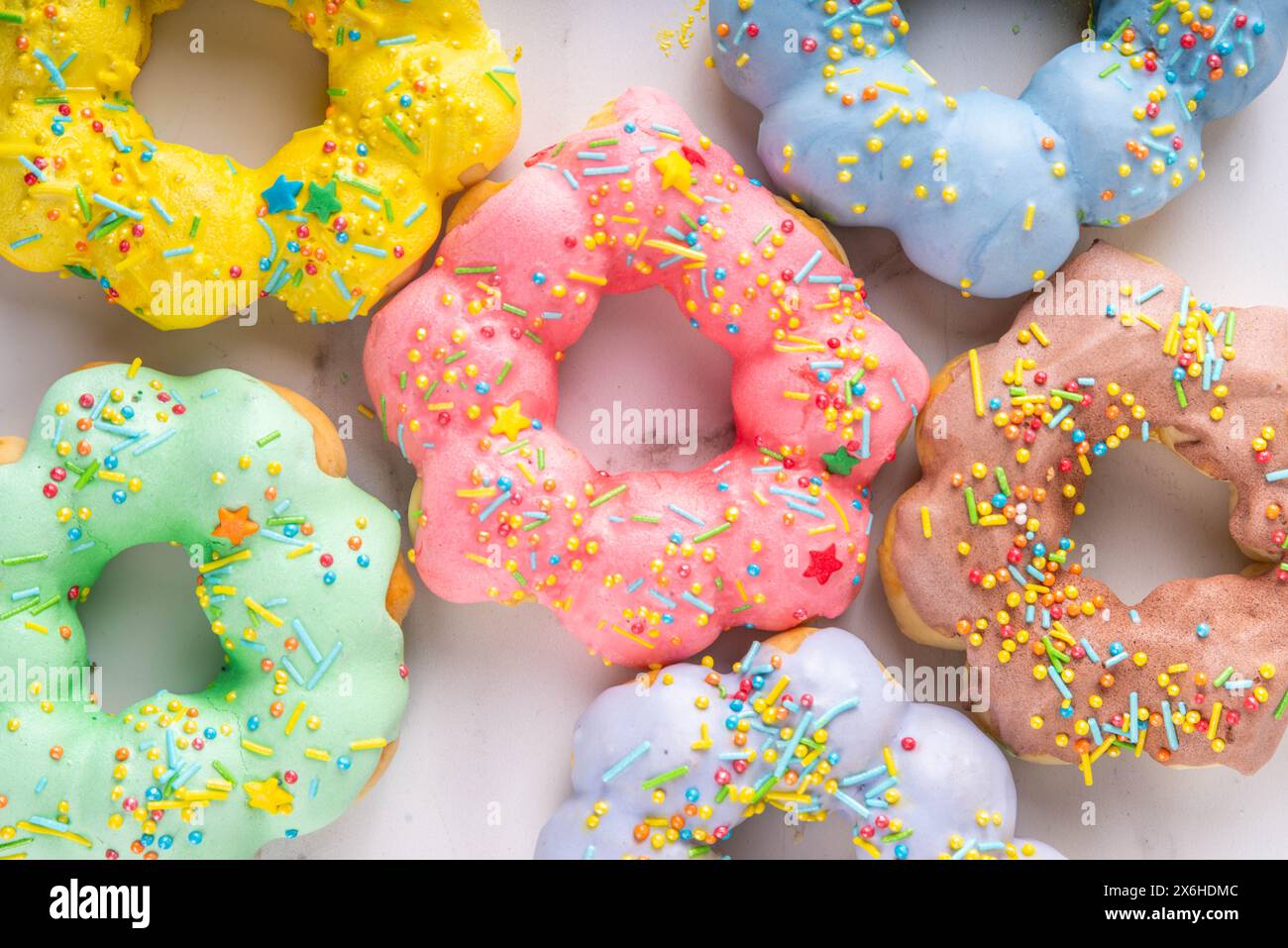 Asian trendy mochi donuts dessert. Sweet colorful mochi donuts baked ...