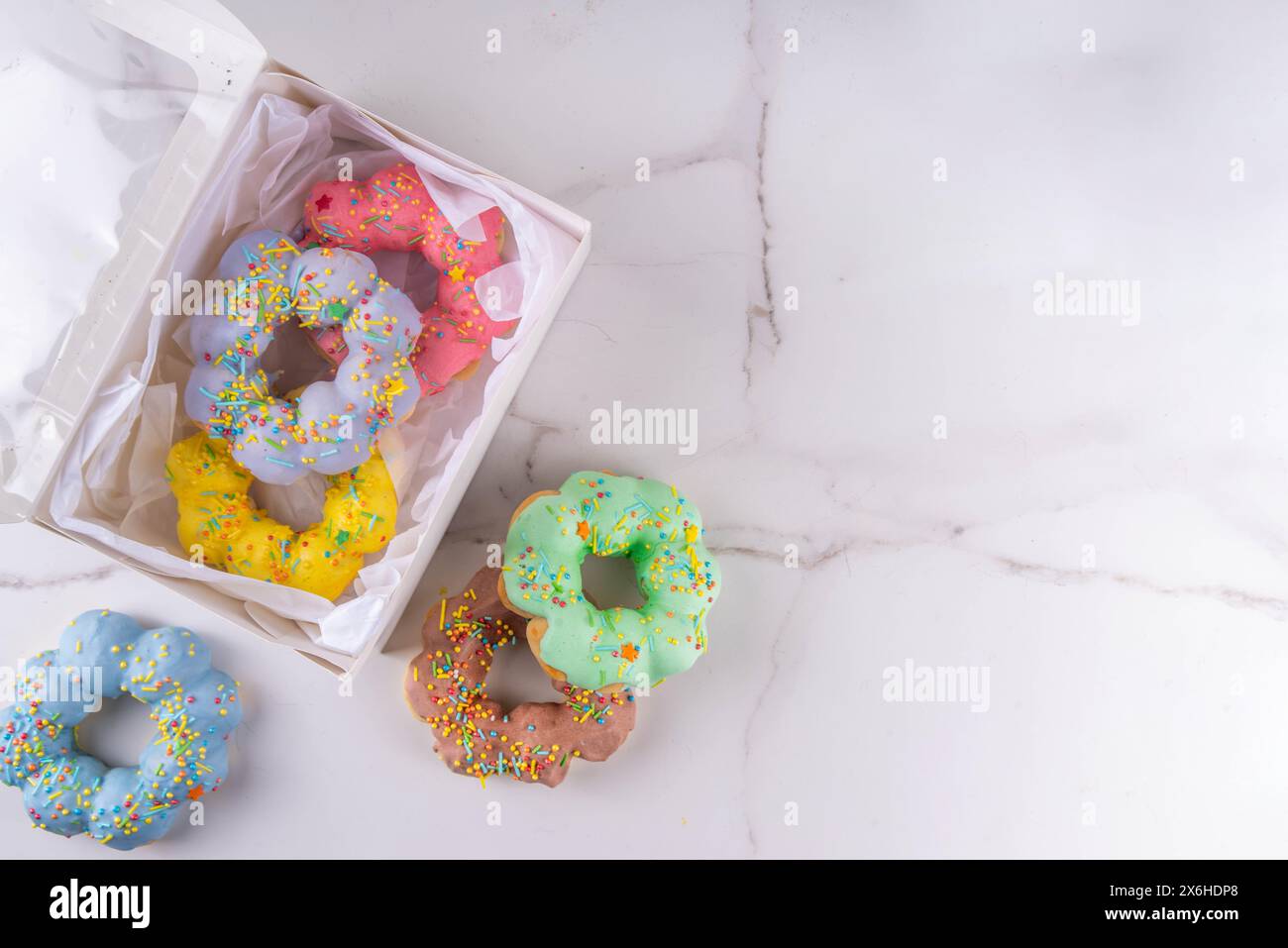 Asian trendy mochi donuts dessert. Sweet colorful mochi donuts baked ...
