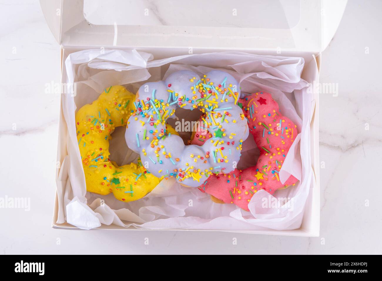 Asian trendy mochi donuts dessert. Sweet colorful mochi donuts baked ...