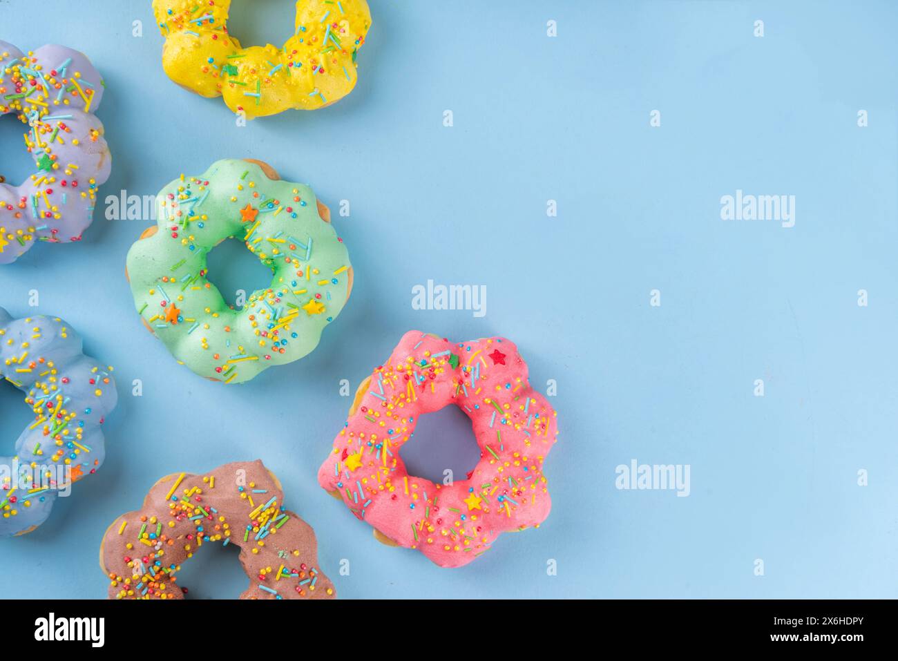 Asian trendy mochi donuts dessert. Sweet colorful mochi donuts baked ...