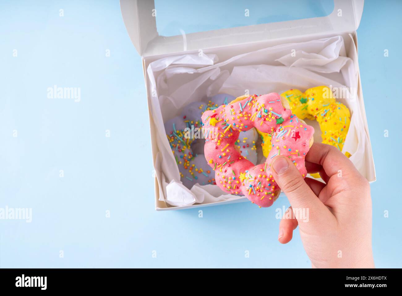 Asian trendy mochi donuts dessert. Sweet colorful mochi donuts baked ...