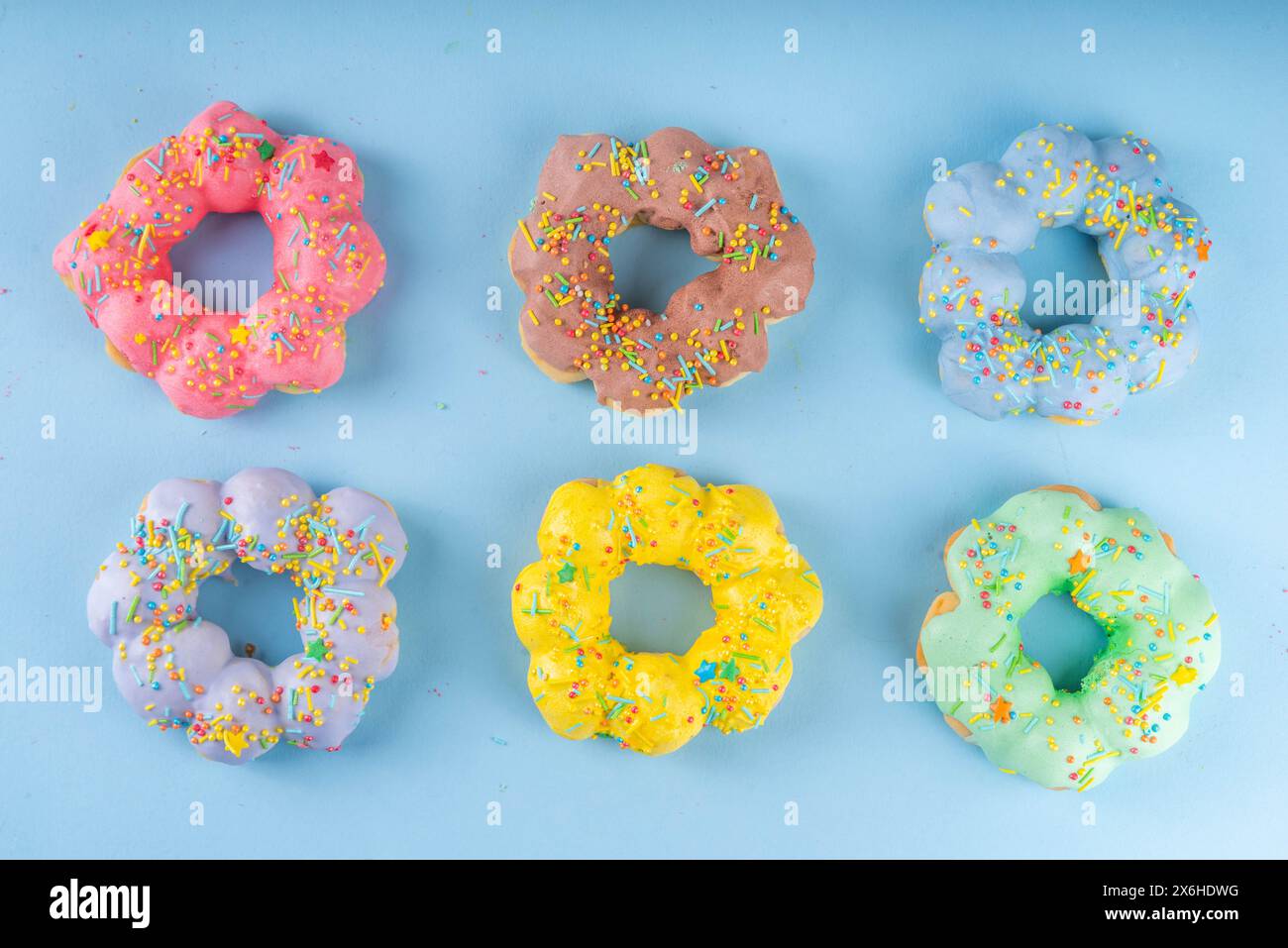 Asian trendy mochi donuts dessert. Sweet colorful mochi donuts baked ...