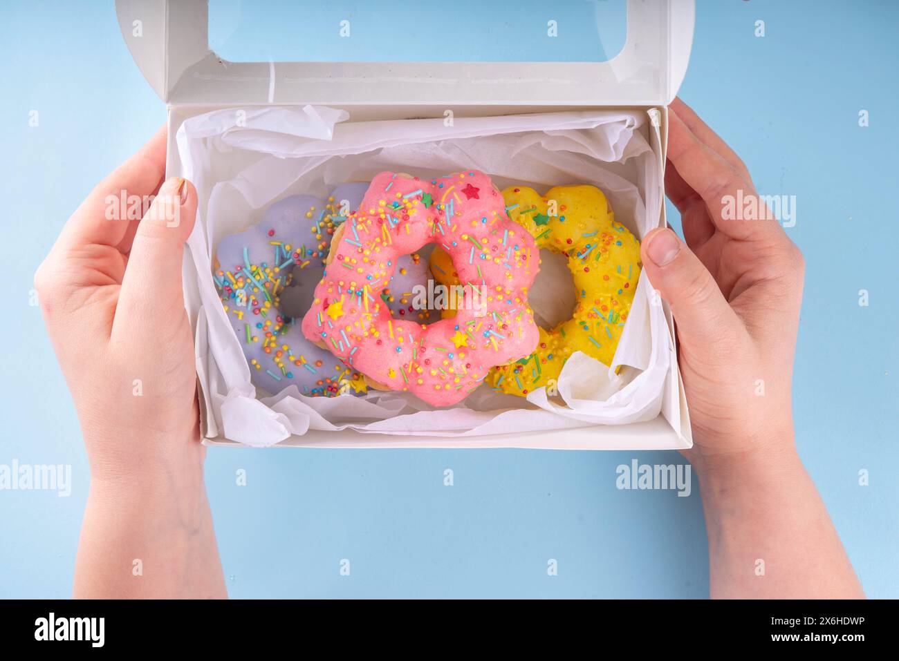 Asian trendy mochi donuts dessert. Sweet colorful mochi donuts baked ...
