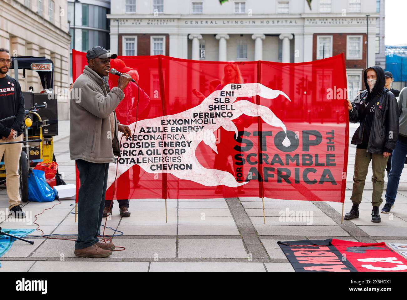 15th May 2024. South Bank, London, UK. Lazarus Tamana from MOSOP ...