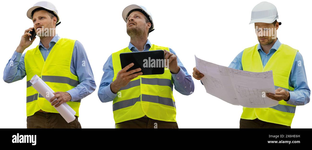 construction engineer at work isolated on white background Stock Photo ...