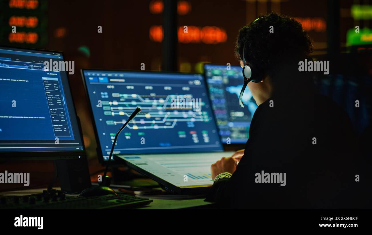 Multiethnic Female IT Technical Support Specialist Talking with a Client in Headphones and ...