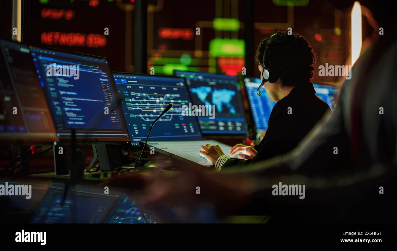 Multiethnic Female IT Technical Support Specialist Talking with a Client in Headphones and ...