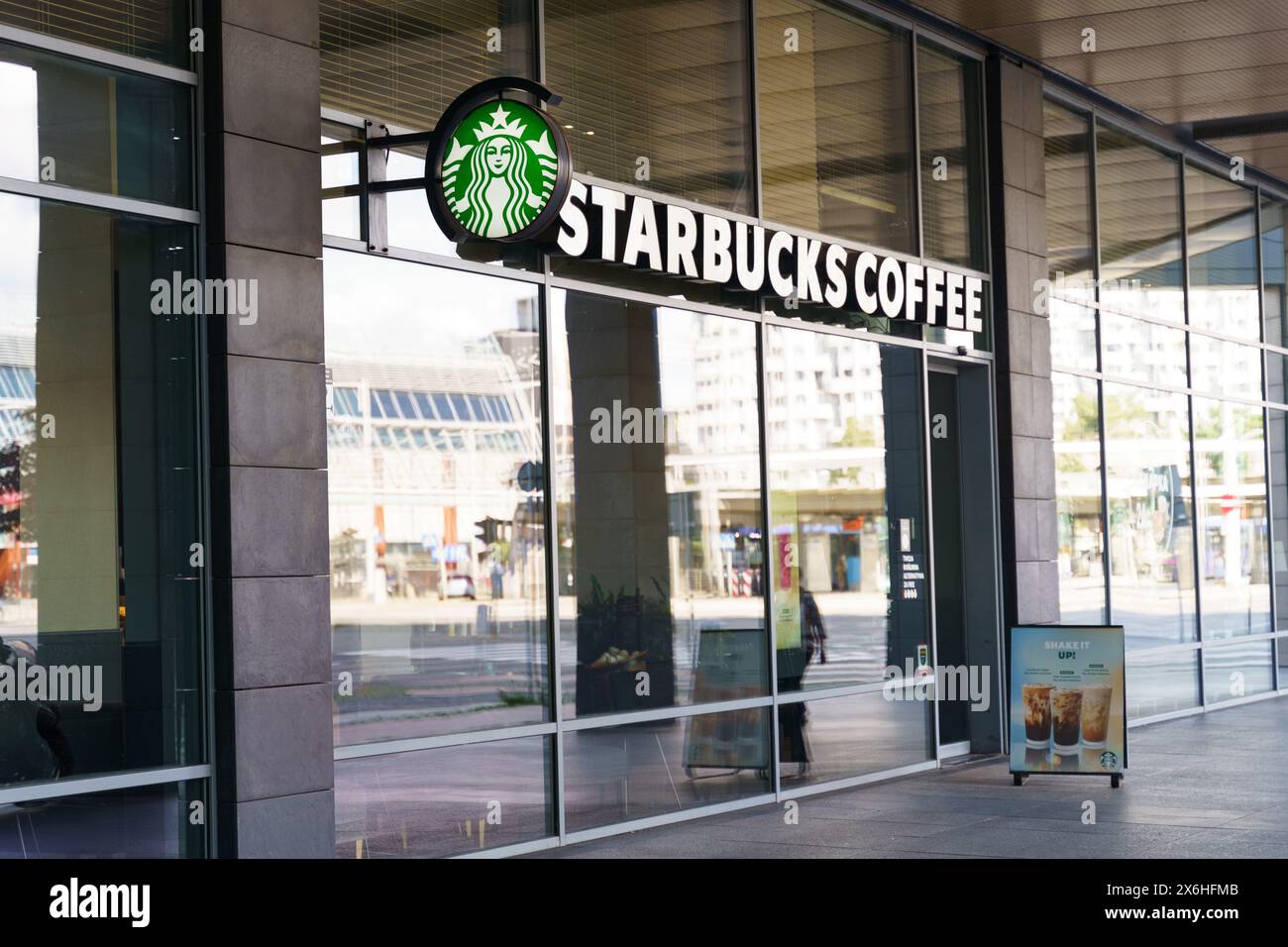 Wroclaw, Poland - August 4, 2023: A modern Starbucks Coffee shop with ...