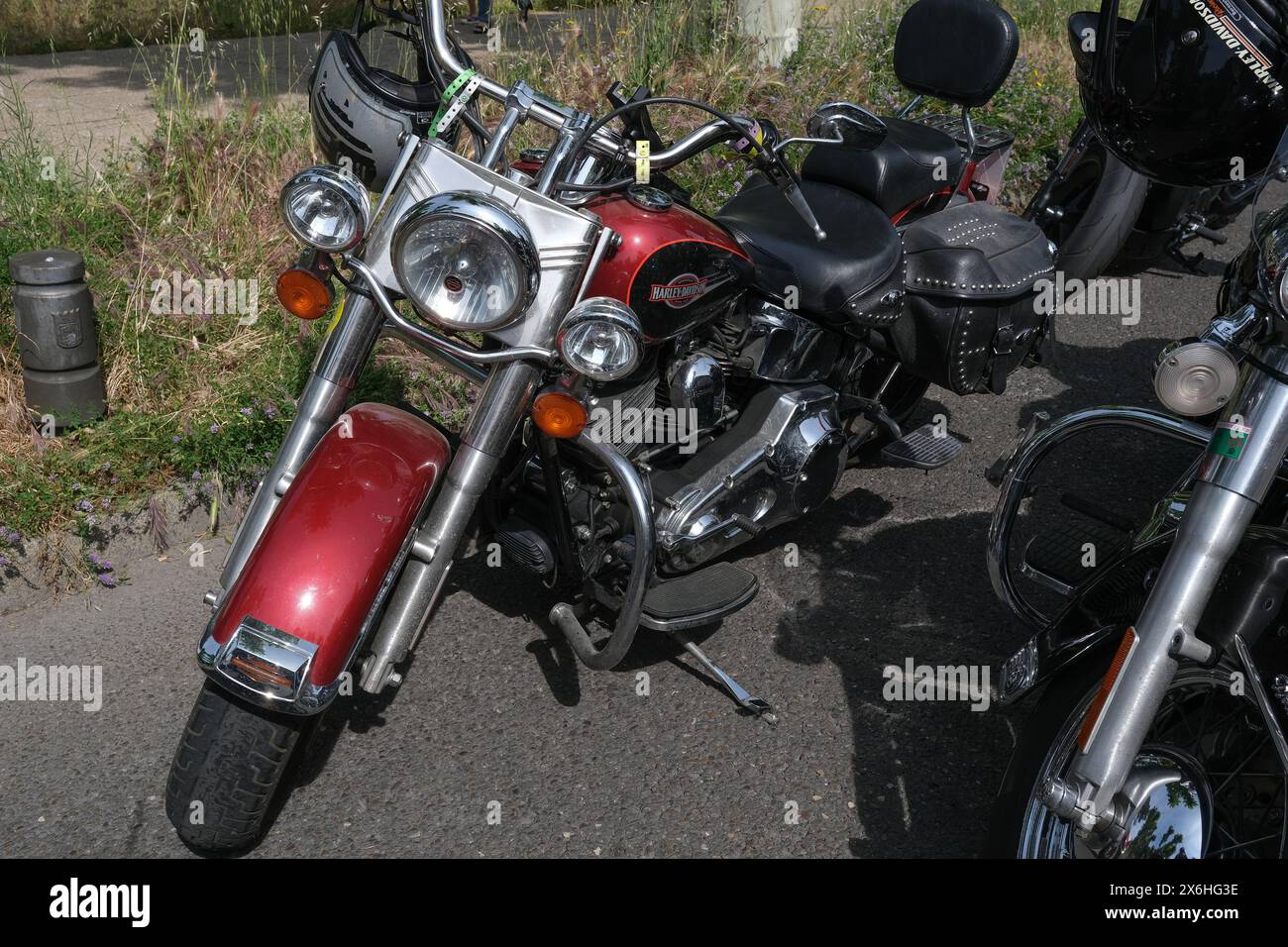 Harley-Davidson motorcycles during a Harley Davidson biker rally before ...